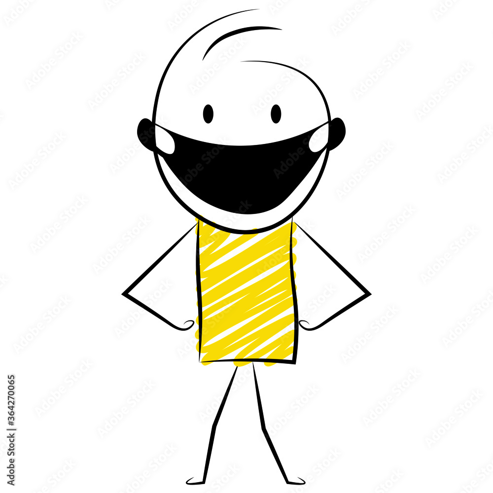 cartoon stickman with protective mask. Vector Illustration Stock Vector ...