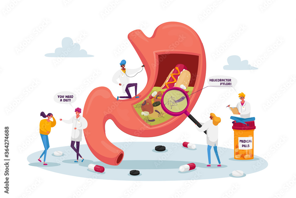 Gastroenterology Concept. Patient Character Suffer of Stomachache and ...