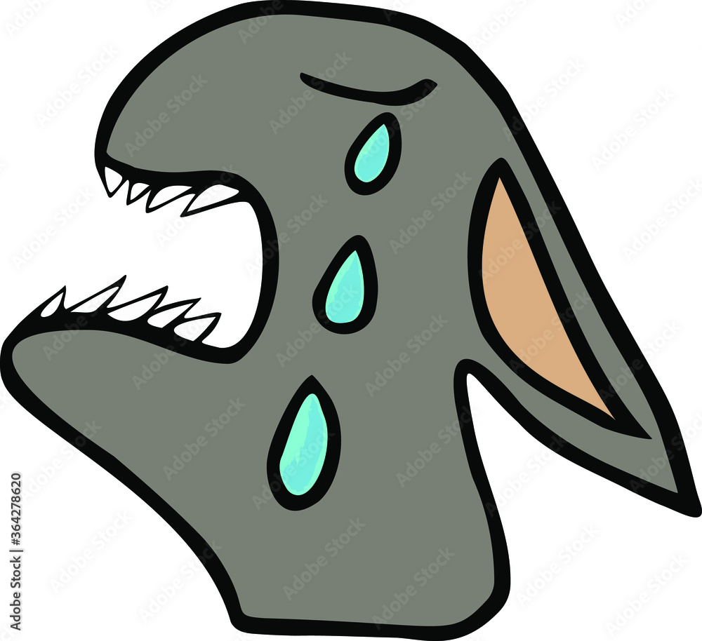 Sad grey beast crying tears Stock Vector | Adobe Stock