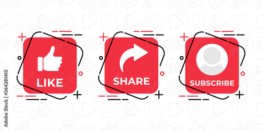 Like, Share, Comment, Subscribe and share icon button vector ...