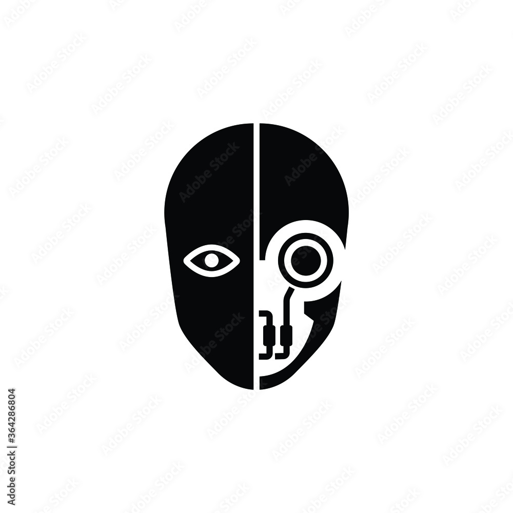 Robot head icon logo on with background, artificial intelligence ...