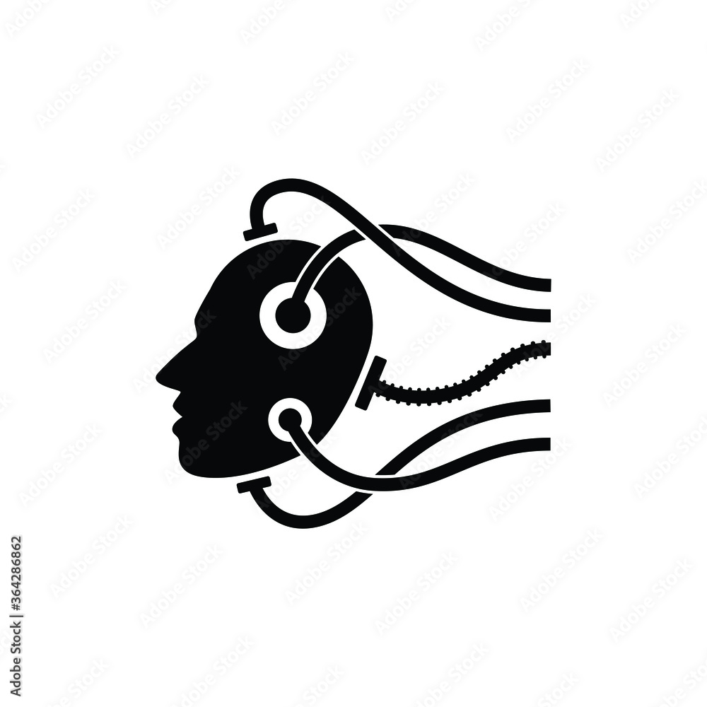 Robot head icon logo on with background, artificial intelligence ...