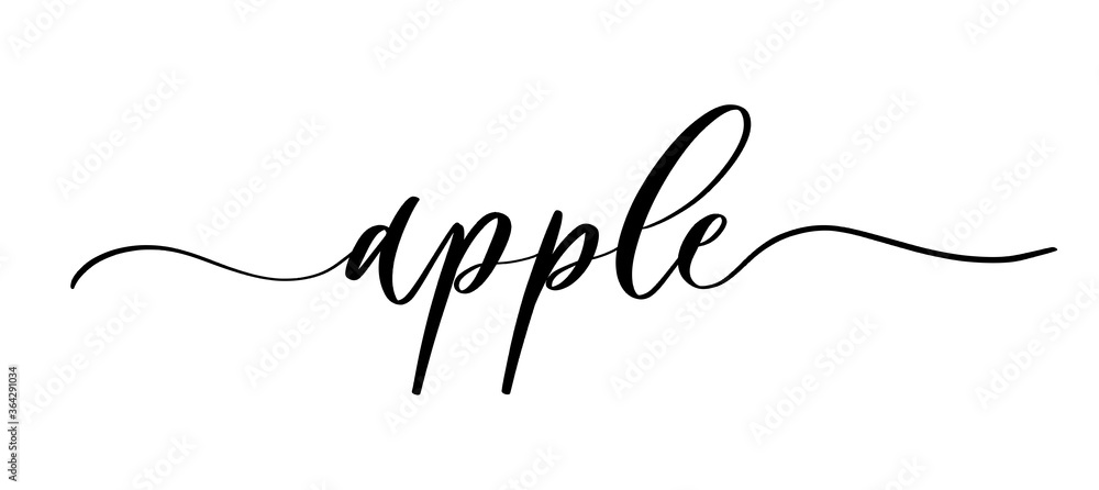 Apple - vector calligraphic inscription with smooth lines for labels ...
