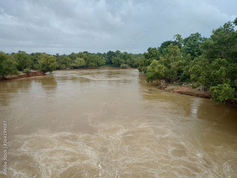 Overflowing river in monsoon in South Indian State Kerala Stock Photo ...