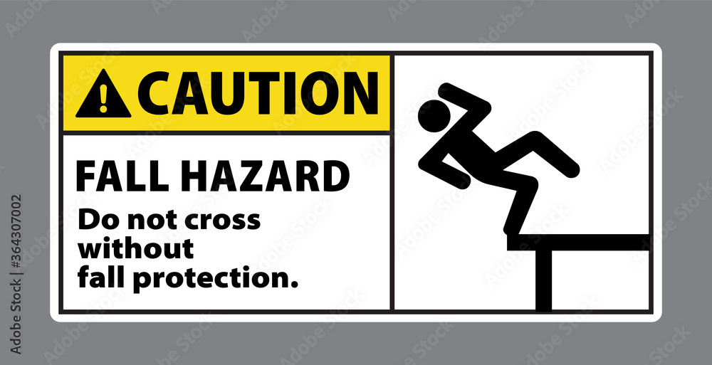caution warning Fall Hazard Do Not Cross Without Fall Protection sign ...