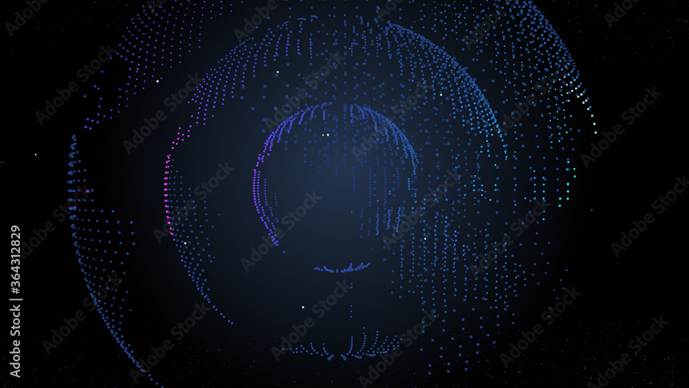 3d rendering abstract technology hologram sphere. sci fi neon sphere ...