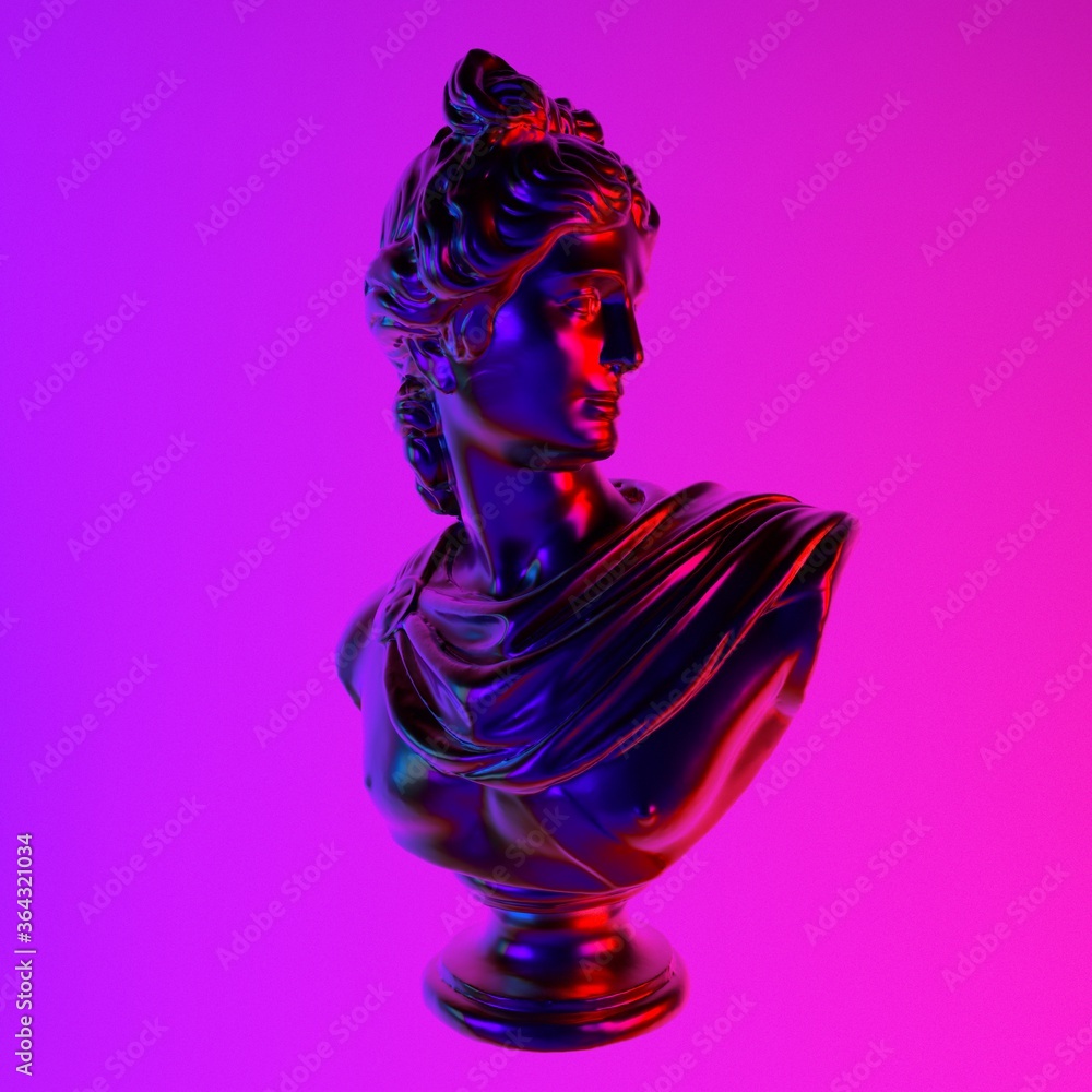 3D rendering of Apollo Belvedere, one of the Olympian deities statue in ...
