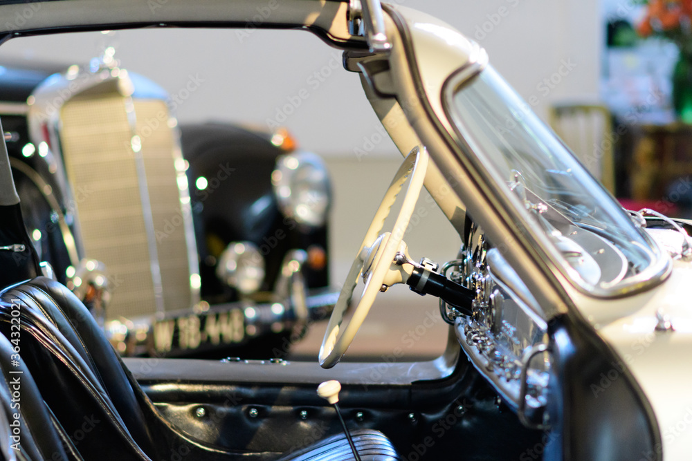 Cockpit with steering wheel of a Mercedes Benz 300 SL Gullwing Coupe ...