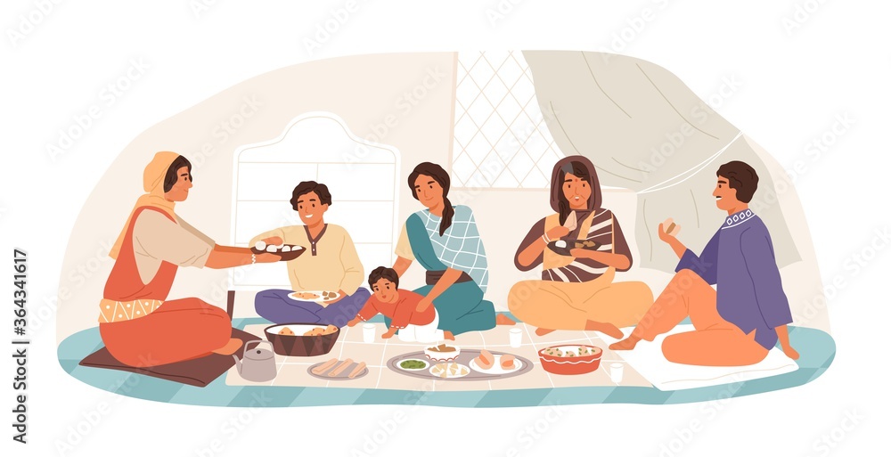 Indian Family With Grandparents Clipart