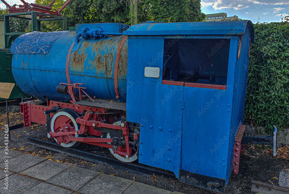 Locomotive driven by compressed steam in open air museum in Sochaczew ...