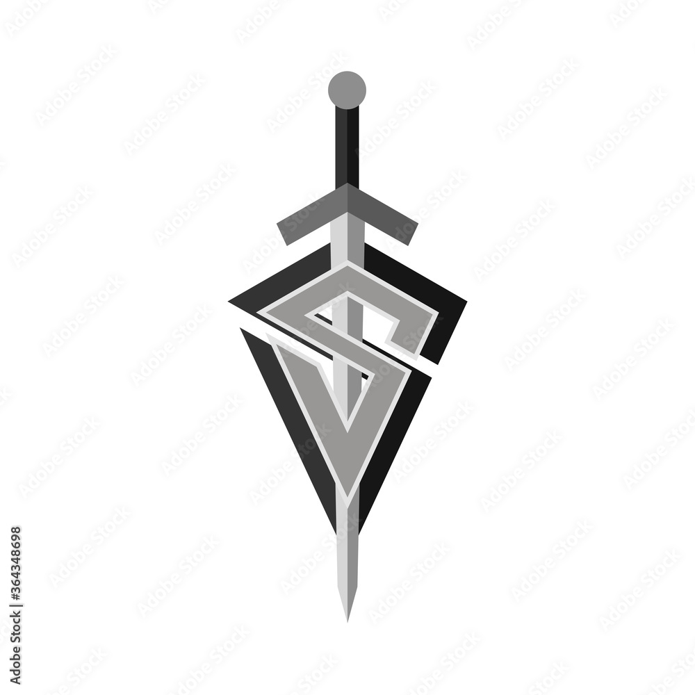 Letter S with sword. letter S logo with sword icon vector. Sword and ...