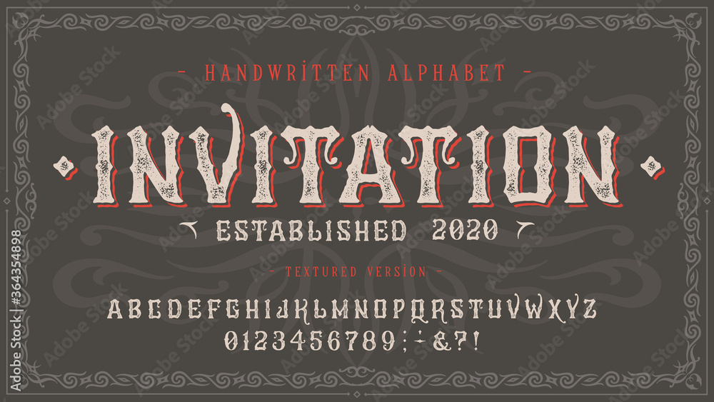 Font Invitation. Craft vintage typeface design Stock Vector | Adobe Stock