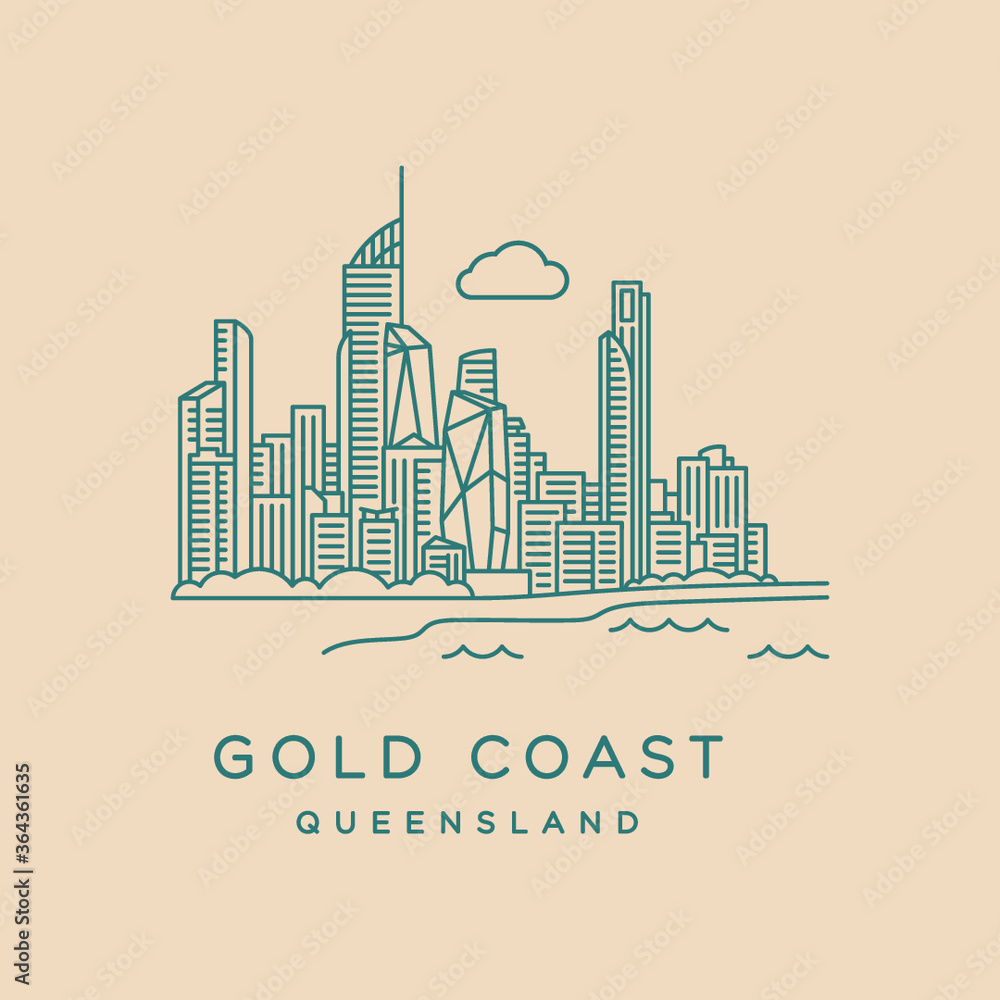 Gold Coast line icon Stock Vector | Adobe Stock