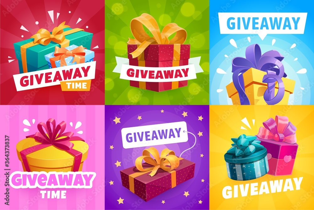 Vecteur Stock Giveaway gifts, competition winner prize, vector contest ...