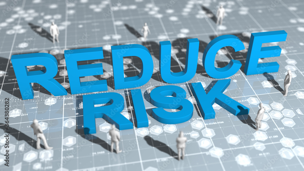 Reduce risk workplace health and safety of people at work title - 3D ...