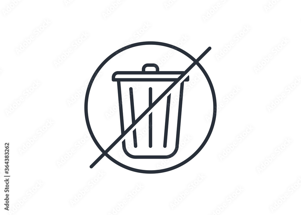 Prohibited. No. Trash can outline icon isolated on white background ...