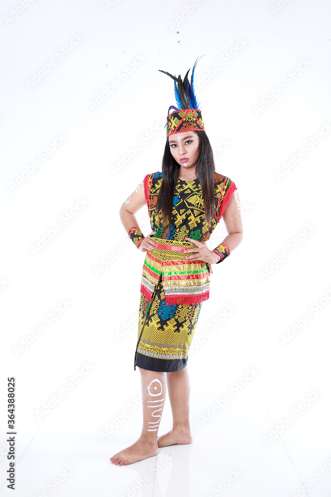 Beautiful smiling Asian girl wearing a set of modern traditional ...