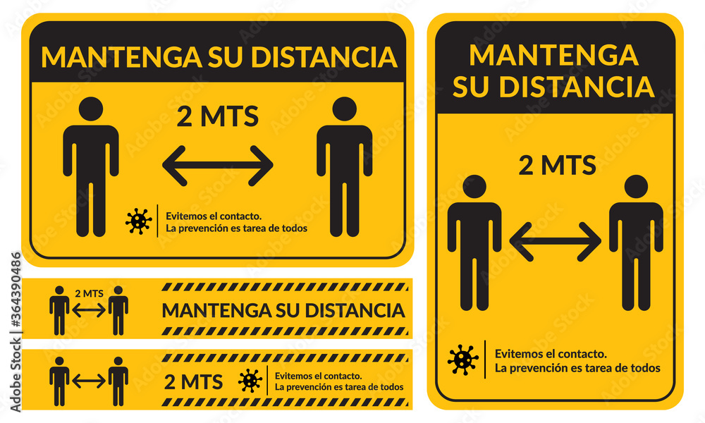 mantenga su distancia, covid 19, señaletica, signage, social distance ...