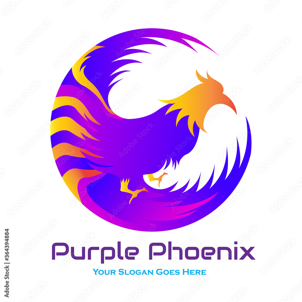 Vector logo purple phoenix design in eps 10. Simple template and ready ...