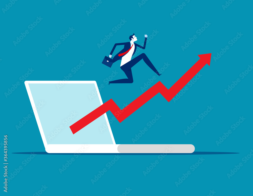 Stock market index up. Business growth and development concept. Flat ...