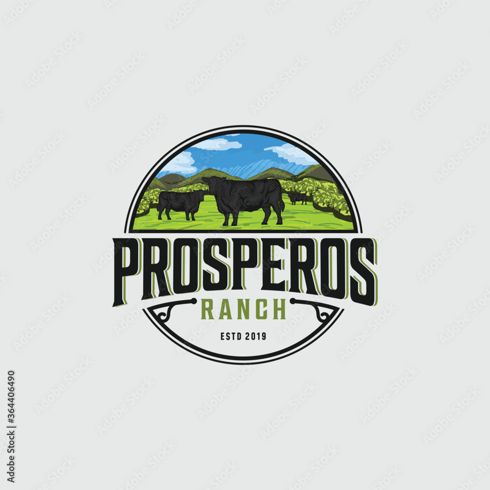 Black Angus Vintage Logo Design Inspiration For Ranch Business Stock ...