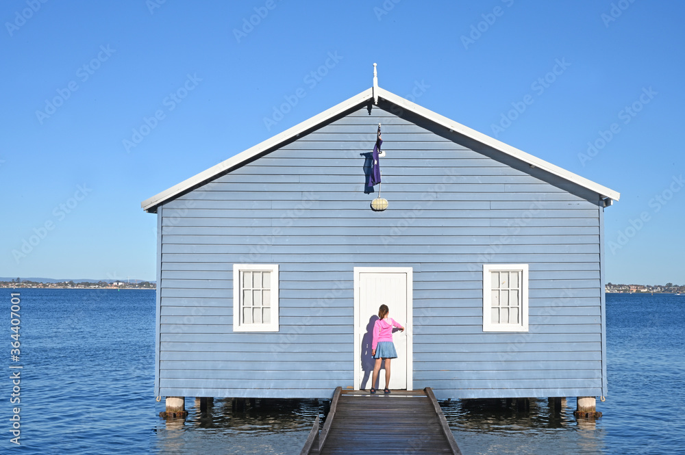 Girl visiting at the Blue Boat House Perth Western Australia Stock ...
