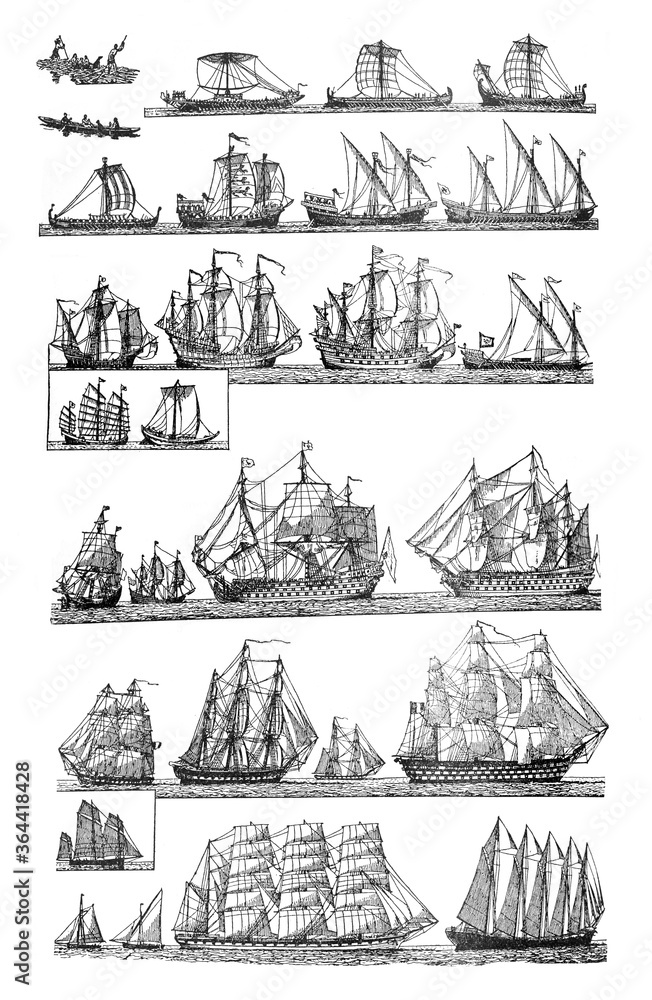 Sailingships different types of Antique sailing ships / Vintage and ...