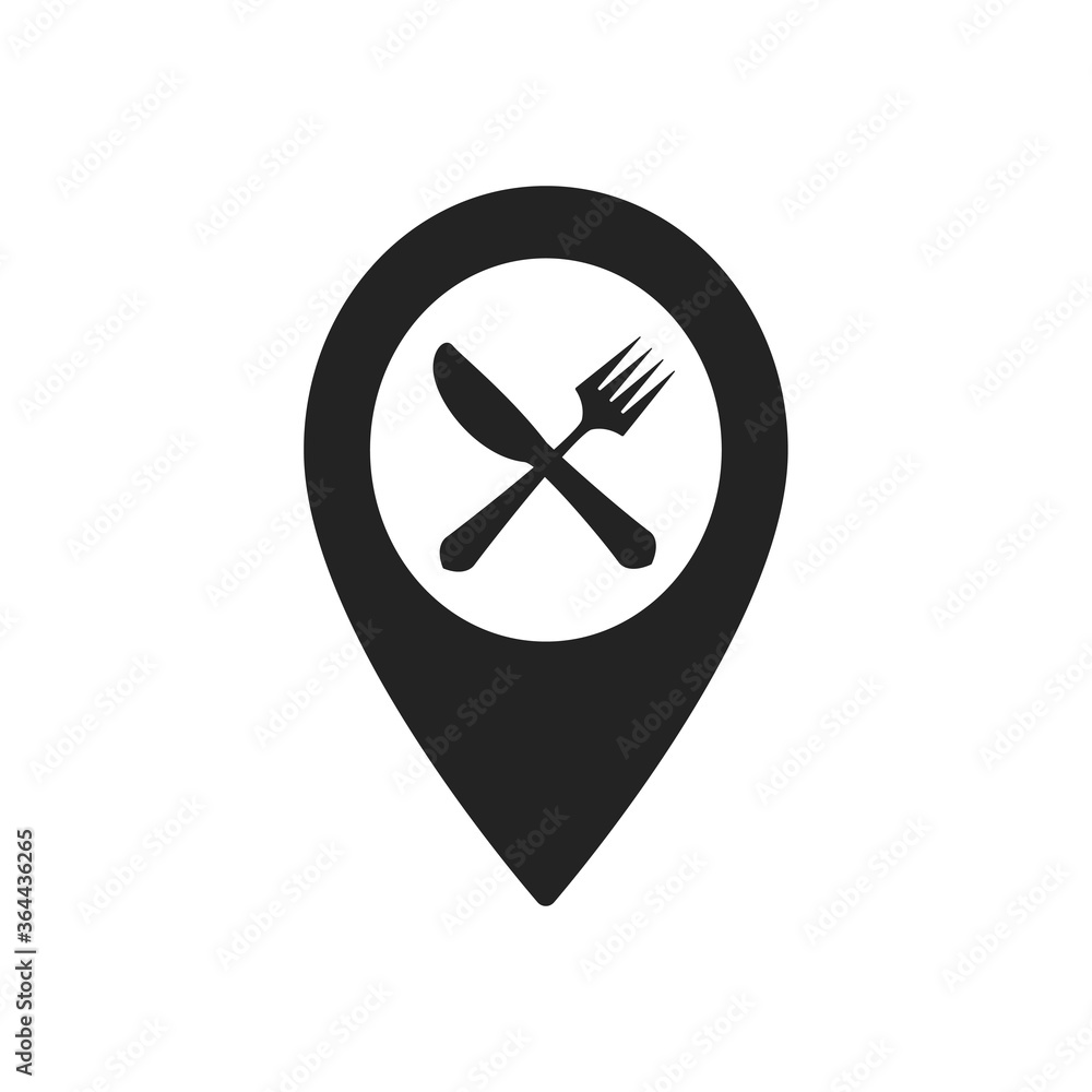 Vettoriale Stock Cafe and restaurants location icon. Drop shadow map ...