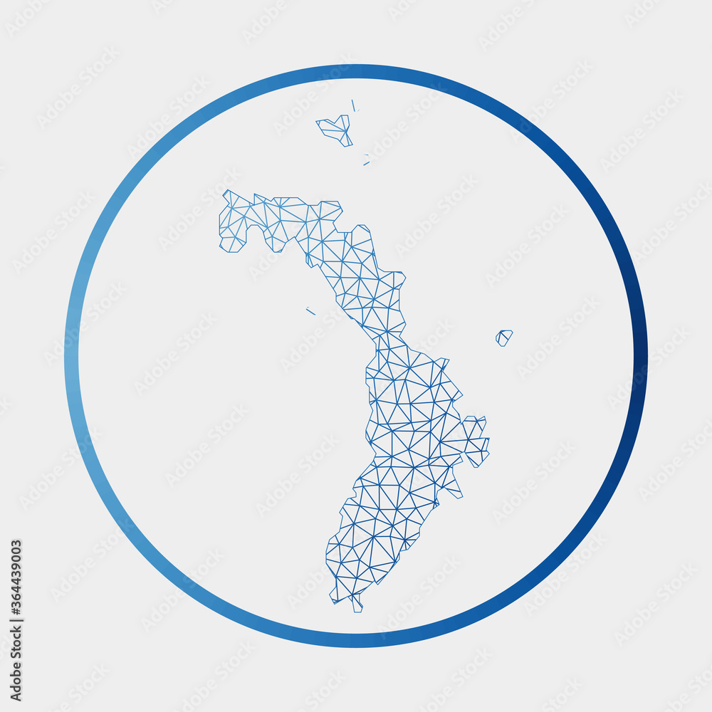 Lord Howe Island icon. Network map of the island. Round Lord Howe ...