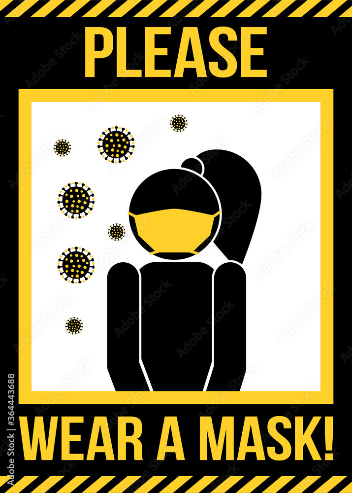 Please wear a mask - Awareness lettering poster for covid-19 prevention ...