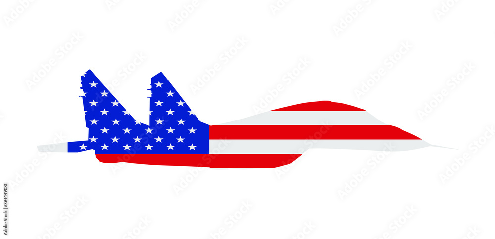 Jet fighter vector silhouette isolated on white background. Military ...