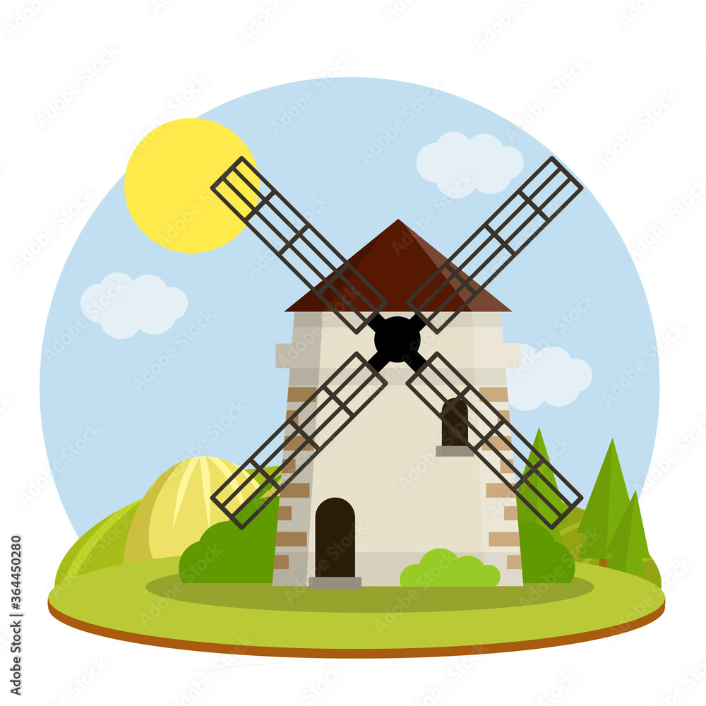 Cartoon flat illustration - old countryside building. farming ...