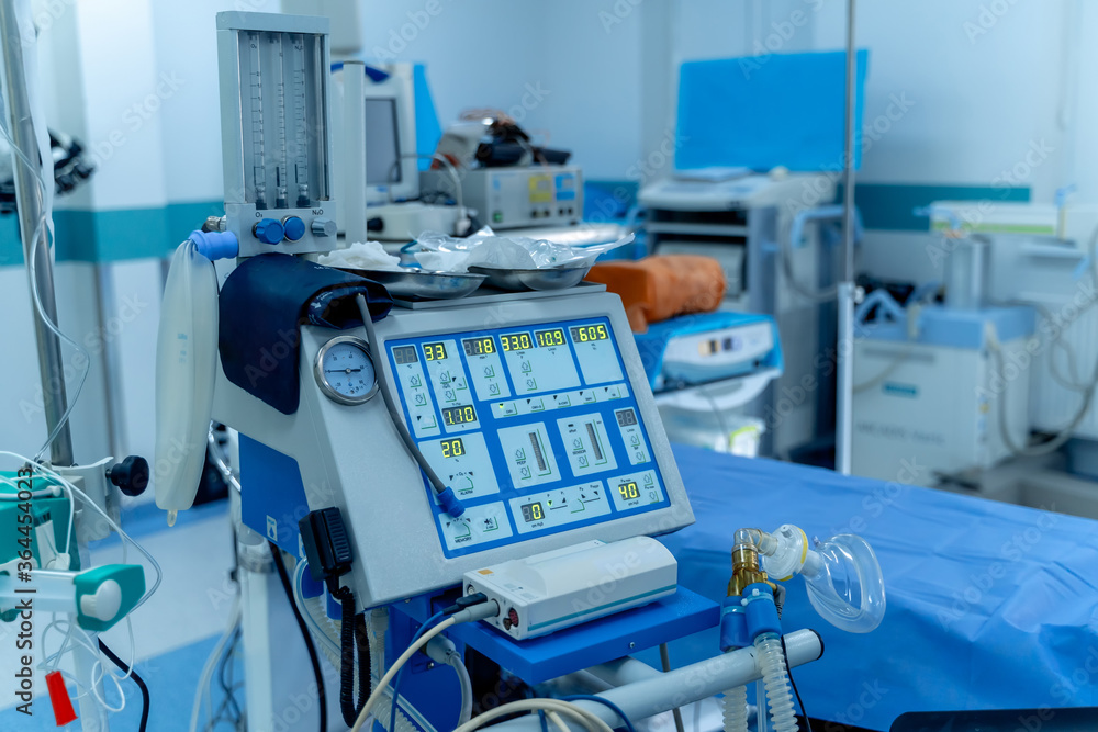 Mechanical ventilation equipment. Pneumonia diagnosing. Ventilation of ...