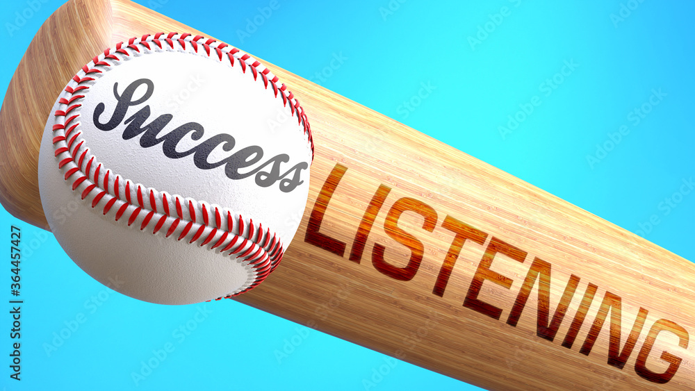 Success in life depends on listening - pictured as word listening on a ...