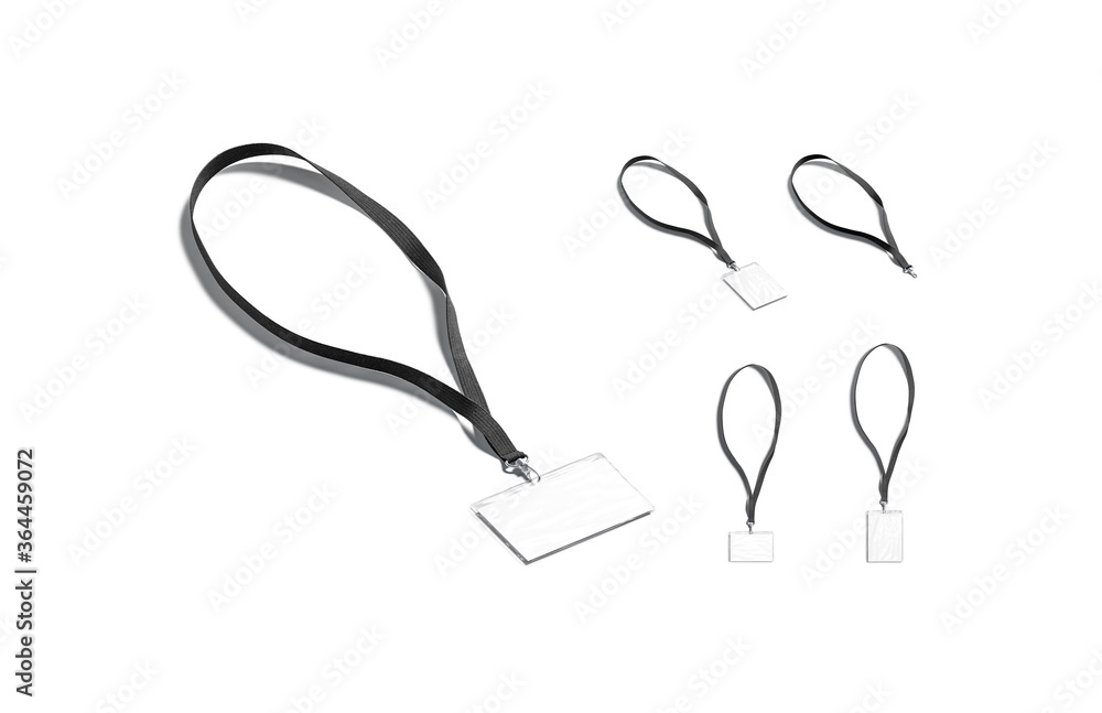 Blank black lanyard with name card mockup, different views Stock ...