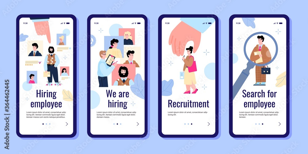The concept of recruitment and hiring of employee. Recruiting service ...