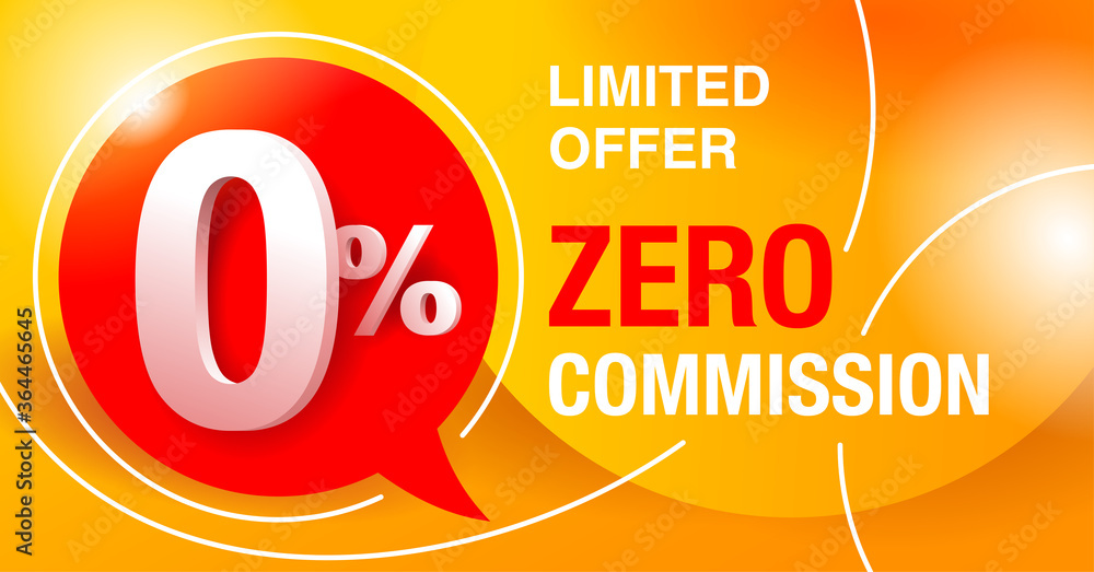 0 percents banner - zero commission special offer layout template with ...