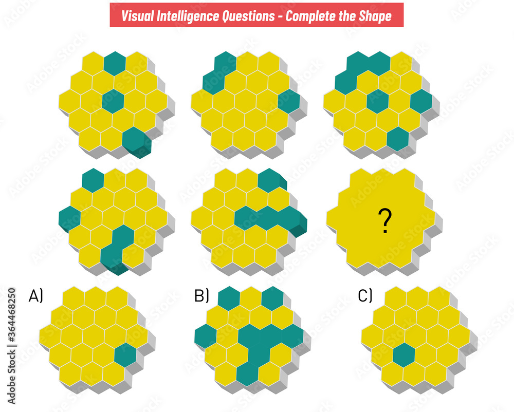 IQ TEST Practice Questions - Figure completion Stock Vector | Adobe Stock