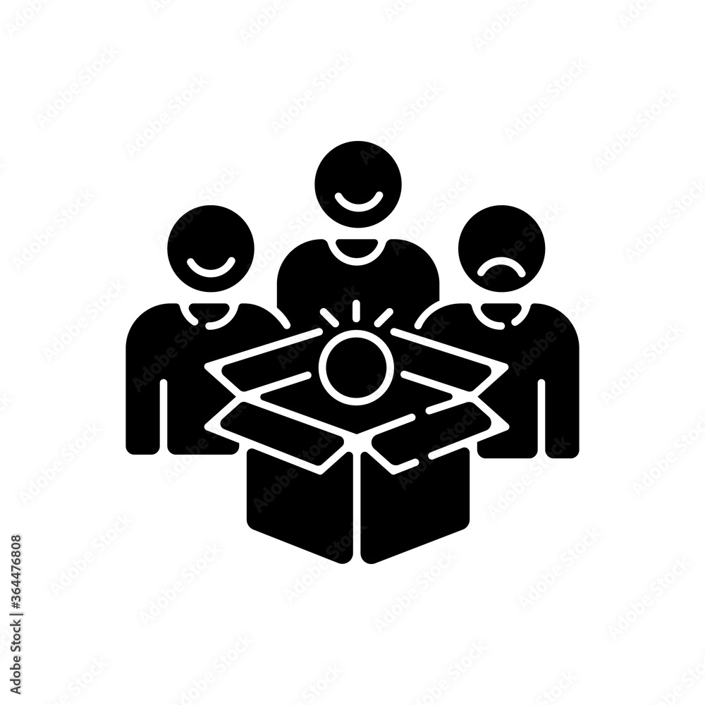 Pilot production black glyph icon. Focus group testing, new product ...