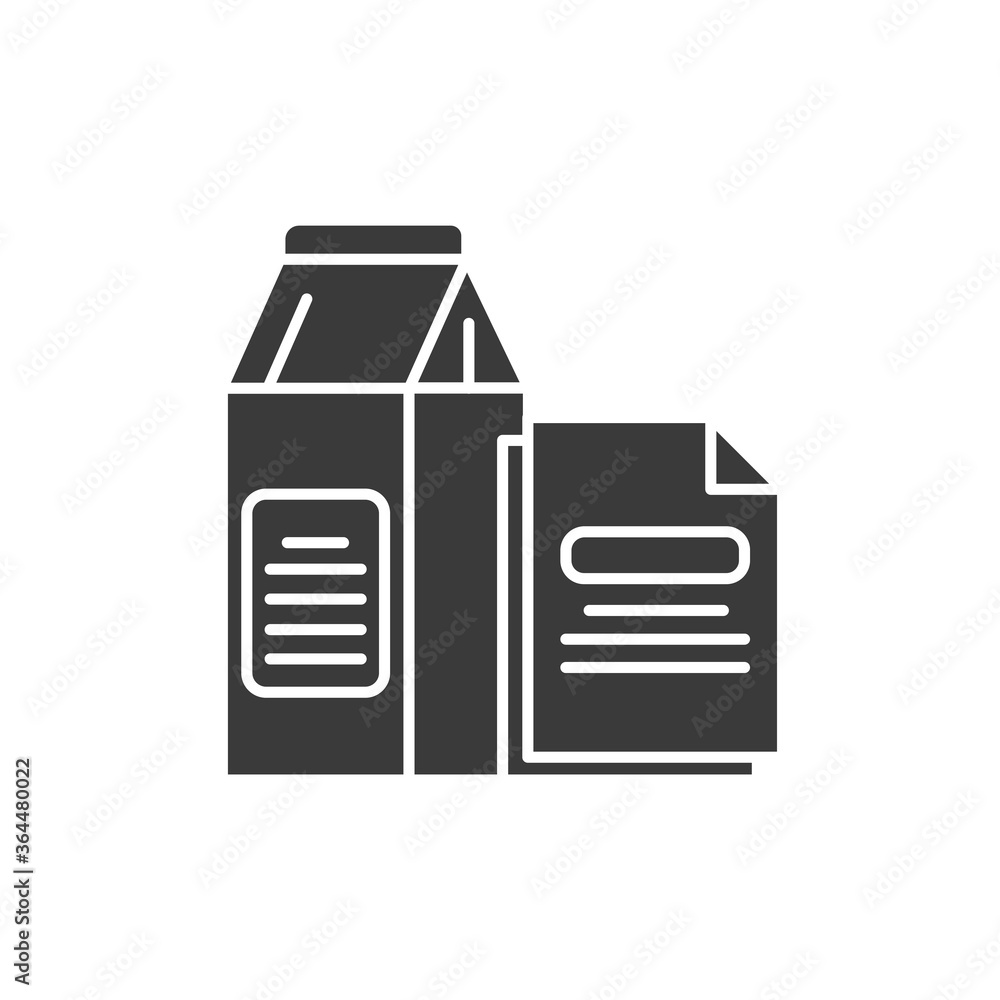 Paper recyclable black glyph icon. Cardboard packaging and sheets of ...