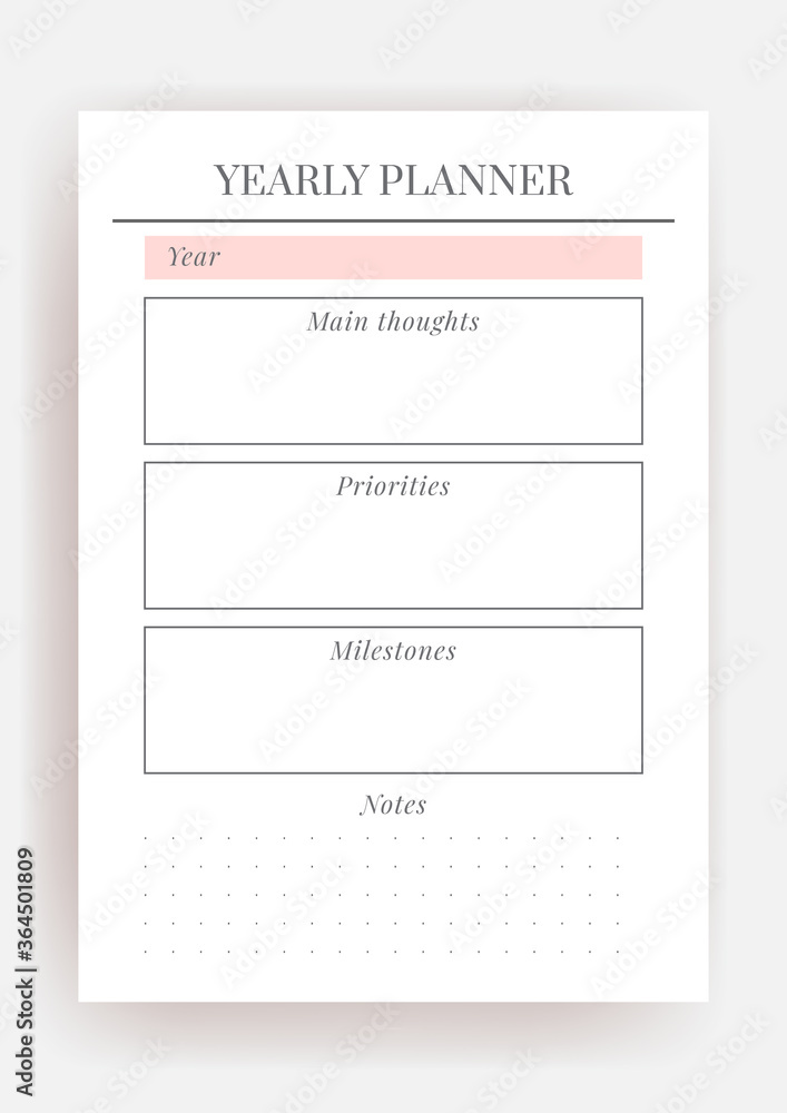 Planner sheet vector. Printable vertical notebook page Stock Vector ...