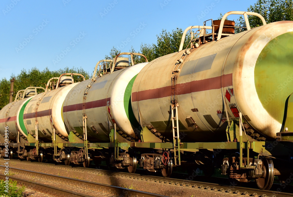 Transport tank car LNG by rail, gas - oil products. LPG transport ...