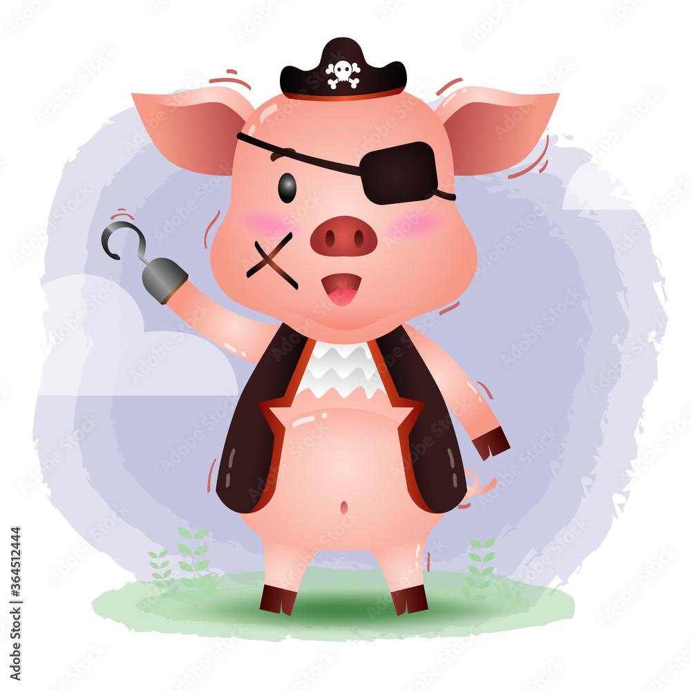 cute pirates pig in the children's style. cute cartoon pirates pig ...