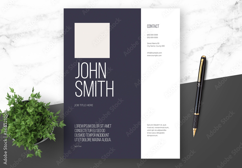 Resume Cover Letter and Portfolio Layout with Navy Blue Elements Stock ...