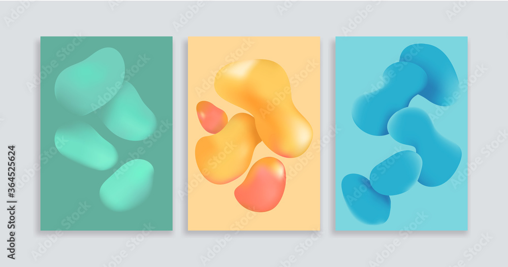 Set of abstract liquid shapes with gradients. Template for cover design ...