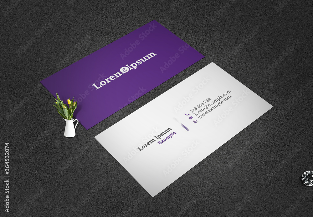 Deep Purple Accent Business Card Layout Stock Template | Adobe Stock