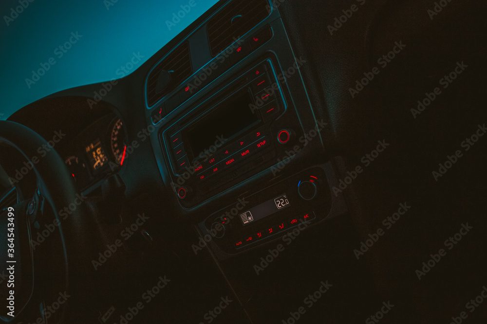 dashboard, interior of the car, climate control is displayed on the ...
