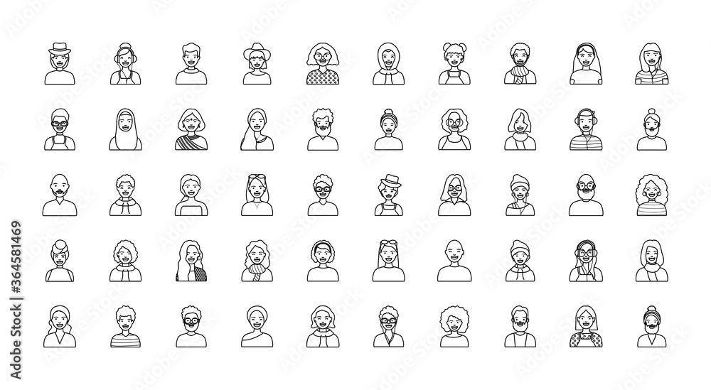 diversity people icon set over white background, flat style Stock ...