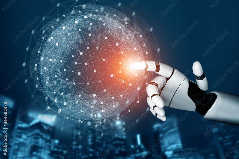 3D Rendering futuristic robot technology development, artificial ...