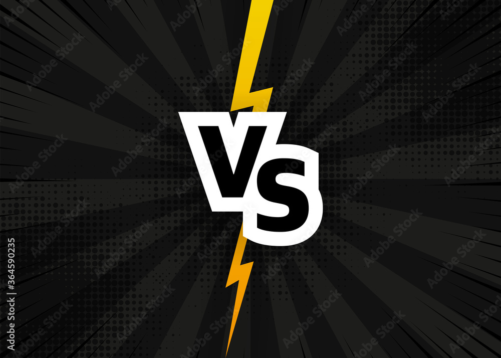 Versus VS letters fight pop gray backgrounds in comics style design ...